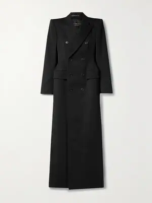 Balenciaga Hourglass Double-breasted Wool-twill Coat - Black
