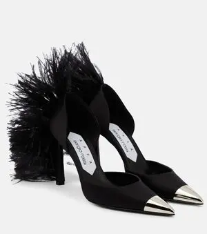AREA X Sergio Rossi Amazona Feather-trimmed Pumps - Blue