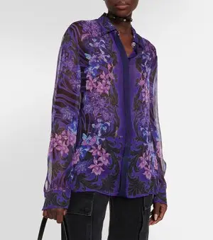 Versace Floral Silk Chiffon Shirt