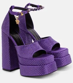 Versace Medusa Aevitas Embellished Platform Sandals - Purple
