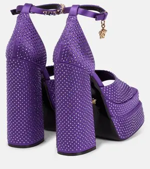Versace Medusa Aevitas Embellished Platform Sandals - Purple