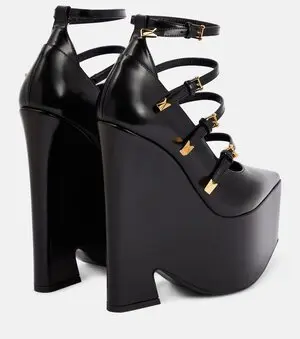 Versace Tempest Leather Platform Pumps - Black