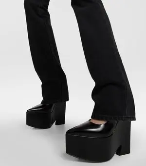 Versace Leather Platform Pumps - Black