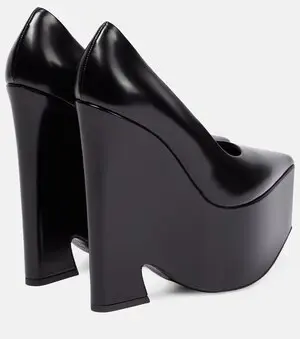 Versace Leather Platform Pumps - Black
