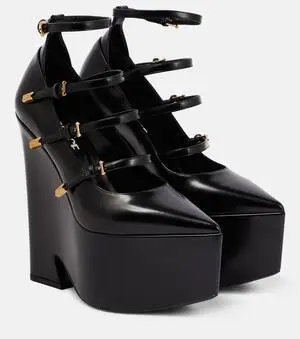 Versace Leather Platform Pumps - Black