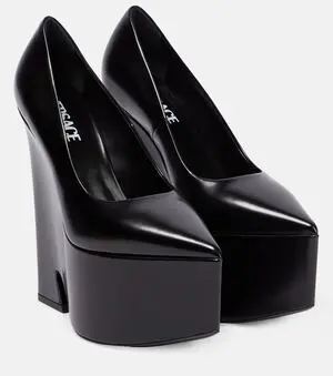 Versace Leather Platform Pumps - Black