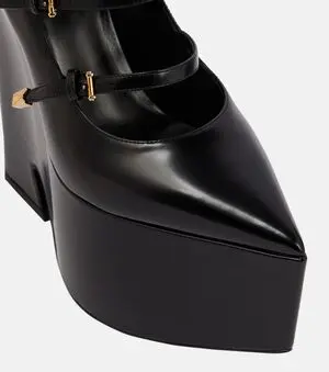 Versace Tempest Leather Platform Pumps - Black