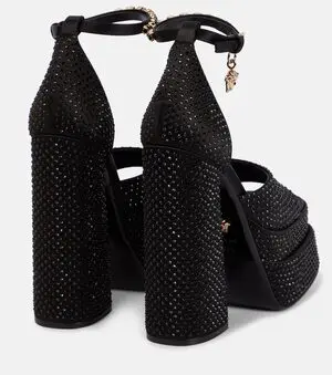 Versace Medusa Aevitas Embellished Platform Sandals - Black