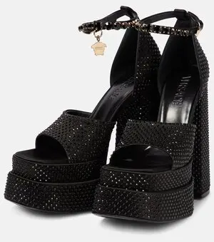 Versace Medusa Aevitas Embellished Platform Sandals - Black