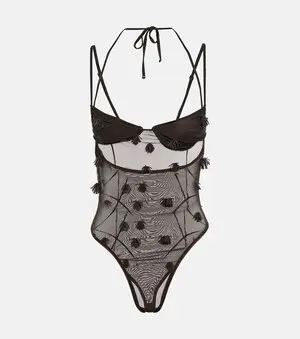 Jacquemus Appliqué Mesh Bodysuit - Brown