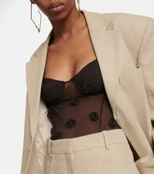 Jacquemus Appliqué Mesh Bodysuit - Brown
