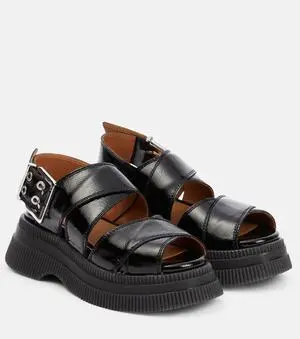 GANNI Patent Leather Platform Sandals