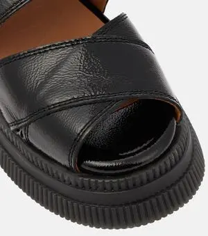 GANNI Patent Leather Platform Sandals