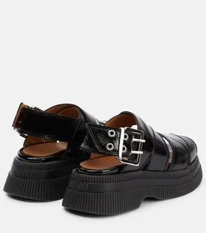 GANNI Patent Leather Platform Sandals
