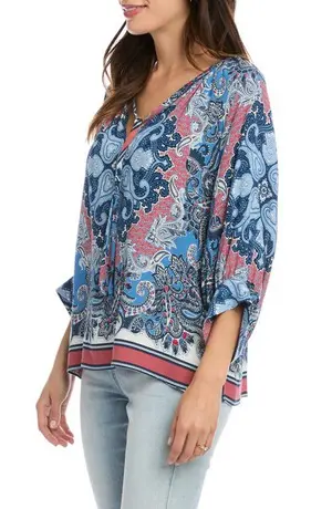 Karen Kane Paisley Ruffle Sleeve Top