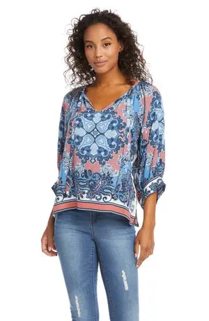 Karen Kane Paisley Ruffle Sleeve Top
