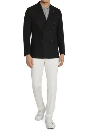 JACK VICTOR Hill Soft Constructed Double Breasted Wool Blend Sport Coat