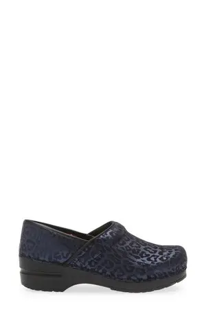 SANITA Pardus Leopard Print Clog - Navy