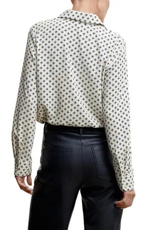 Mango Patterned Long Sleeve Button-up Shirt