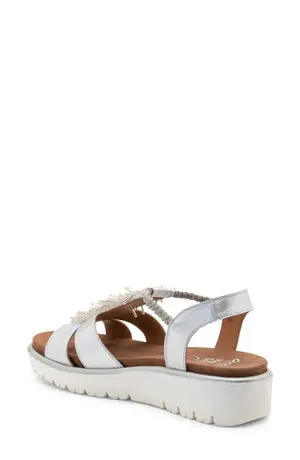 ARA Bristol Platform Sandals - Silver Metallic Leather