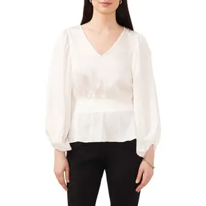 Chaus Tie Waist Long Sleeve Blouse - New Ivory