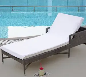SUPERIOR Cotton Terry Patio Chaise Loungechair Lipcover White - One-color