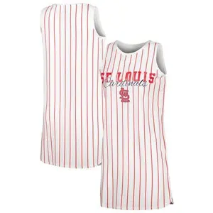 CONCEPTS SPORT St. Louis Cardinals Reel Pinstripe Knit Sleeveless Nightshirt - White