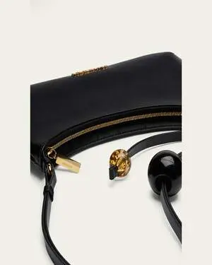 Jacquemus Le Bisou Perle Leather Shoulder Bag - Black