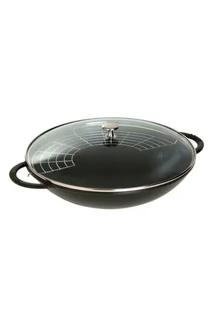 STAUB 6-quart Enameled Cast Iron Wok With Lid - Matte Black