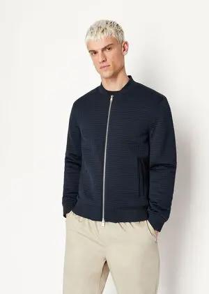 Armani Exchange Quilted Stretch Poly Jersey Jacket 98% Polyester 2% Elastane