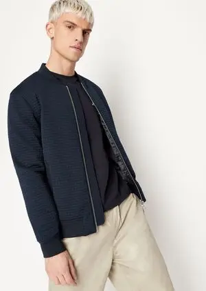 Armani Exchange Quilted Stretch Poly Jersey Jacket 98% Polyester 2% Elastane