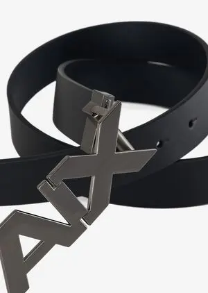 Armani Exchange Hinge Logo Buckle Leather Belt 100% Bovine  display picture 1