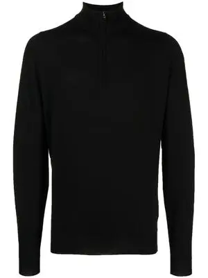 John Smedley Zip-up Wool Sweatshirt - Black