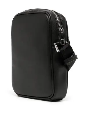 BOSS Leather Messenger Bag With Logo
