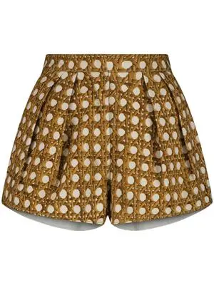 Giambattista Valli Vienna Straw Pleated Shorts - Brown
