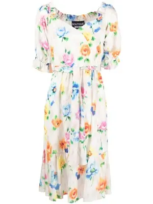 Moschino Floral-print Midi Dress - White