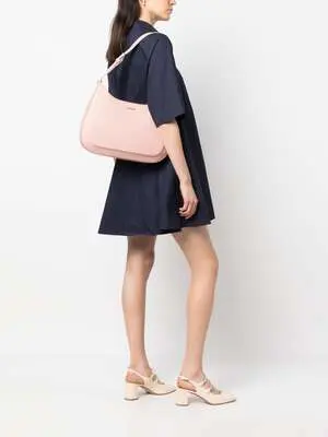 Calvin Klein Logo-embossed Grained Shoulder Bag - Pink
