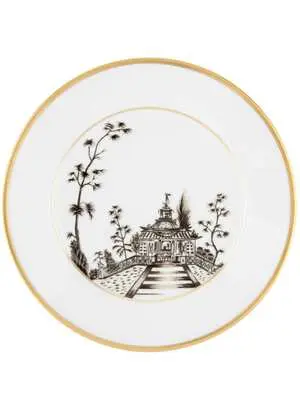 PINTO PARIS Vieux Kyoto Illustration Dessert Plate - White