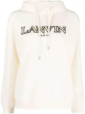 LANVIN Embroidered Logo Hoodie - Neutrals