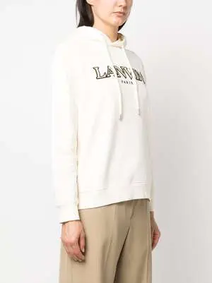 LANVIN Embroidered Logo Hoodie - Neutrals