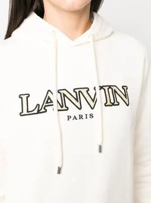LANVIN Embroidered Logo Hoodie - Neutrals
