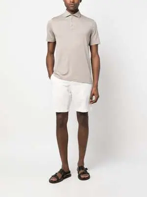 Fedeli Plain Cotton Polo Shirt - Grey