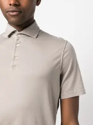 Fedeli Plain Cotton Polo Shirt - Grey