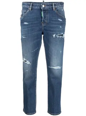 Dsquared2 Distressed Slim-fit Cropped Jeans