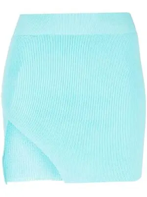 LANEUS Ribbed-knit Asymmetric Miniskirt