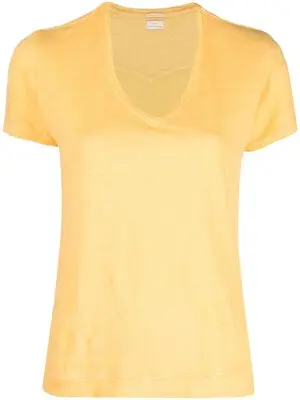 Massimo Alba Flores Short-sleeve Linen T-shirt - Yellow