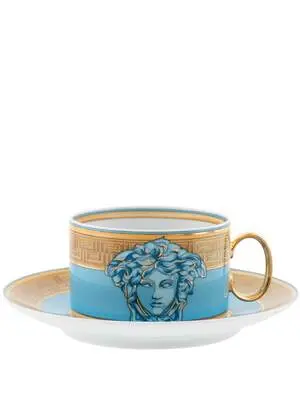 Versace Coin Medusa Espresso Cup And Saucer - Neutrals