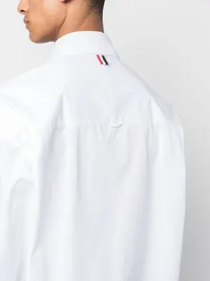 Thom Browne Madras Flower Patch-embroidered Cotton Shirt