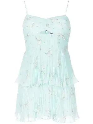 SELF-PORTRAIT Floral-print Tiered Chiffon Minidress