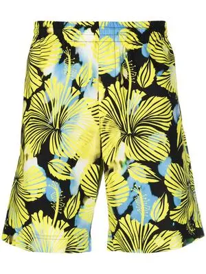MSGM Floral-print Track Shorts - Black